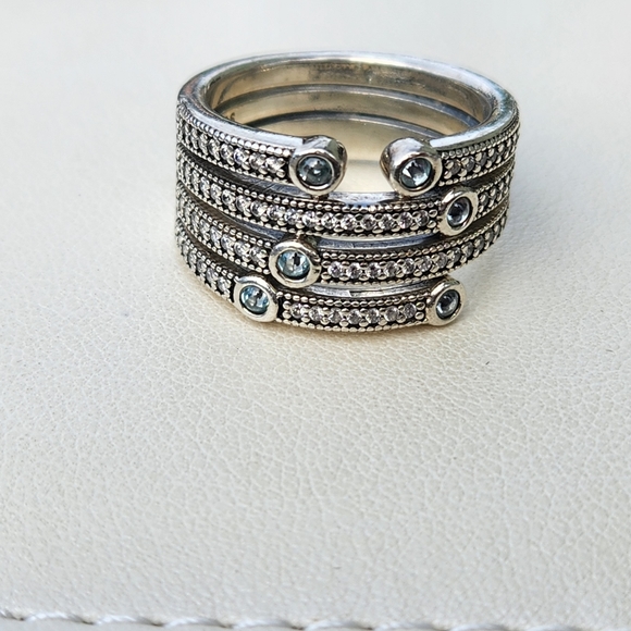 Pandora | Jewelry | Pandora Shimmering Ocean Wide Band Ring | Poshmark